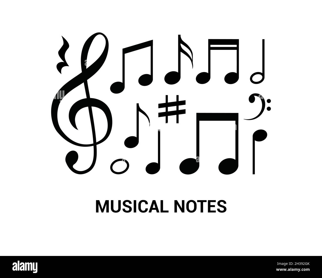 Music note vector icon symbol. Music key note line art sign Stock ...