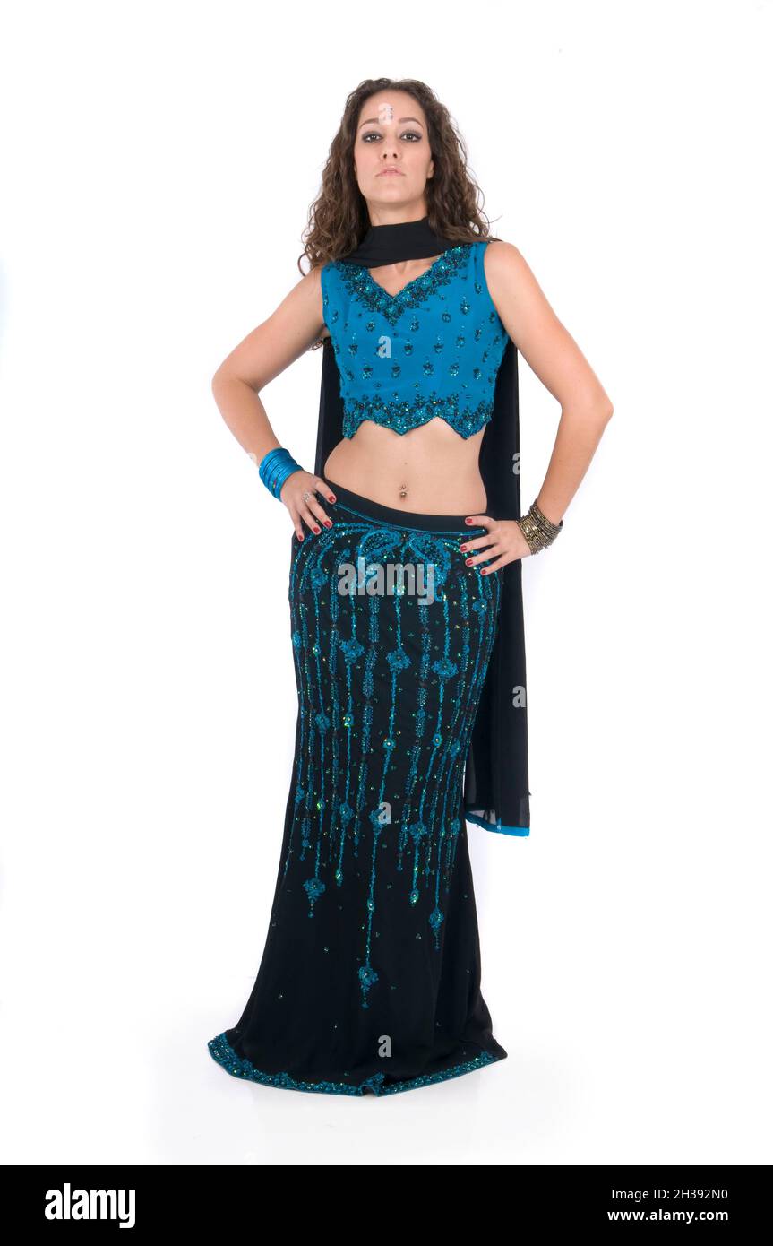 Hindu woman in traditional dress for religious acts and celebrations ...