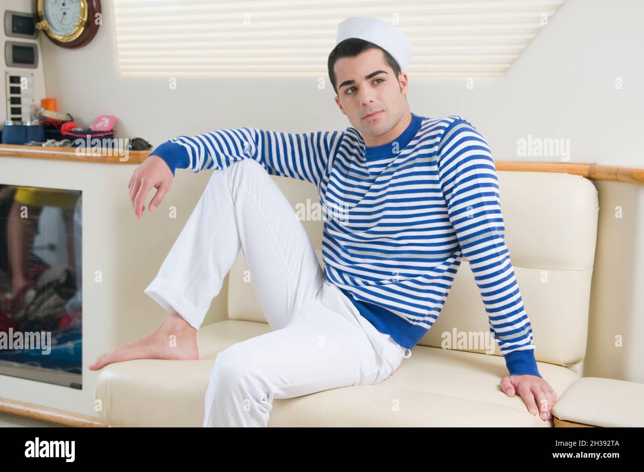 sailor aboard a luxury yacht Stock Photo - Alamy