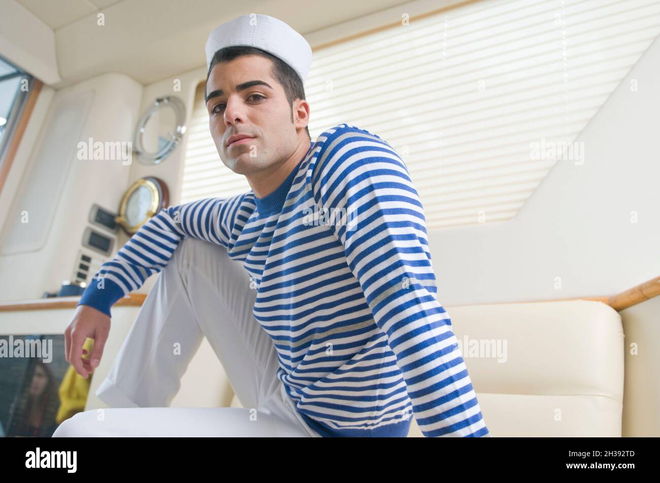 sailor aboard a luxury yacht Stock Photo - Alamy