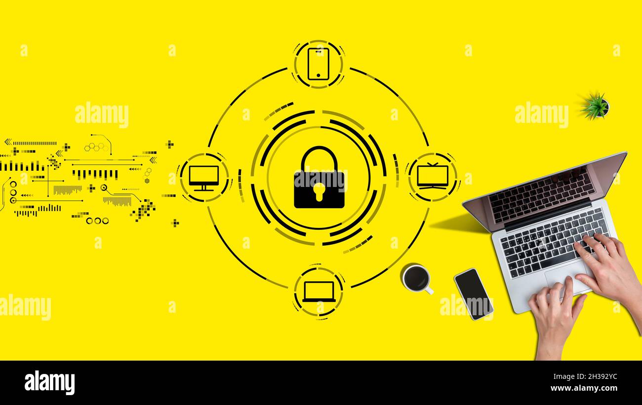 The concept of password and security on smartphone devices, computer ...