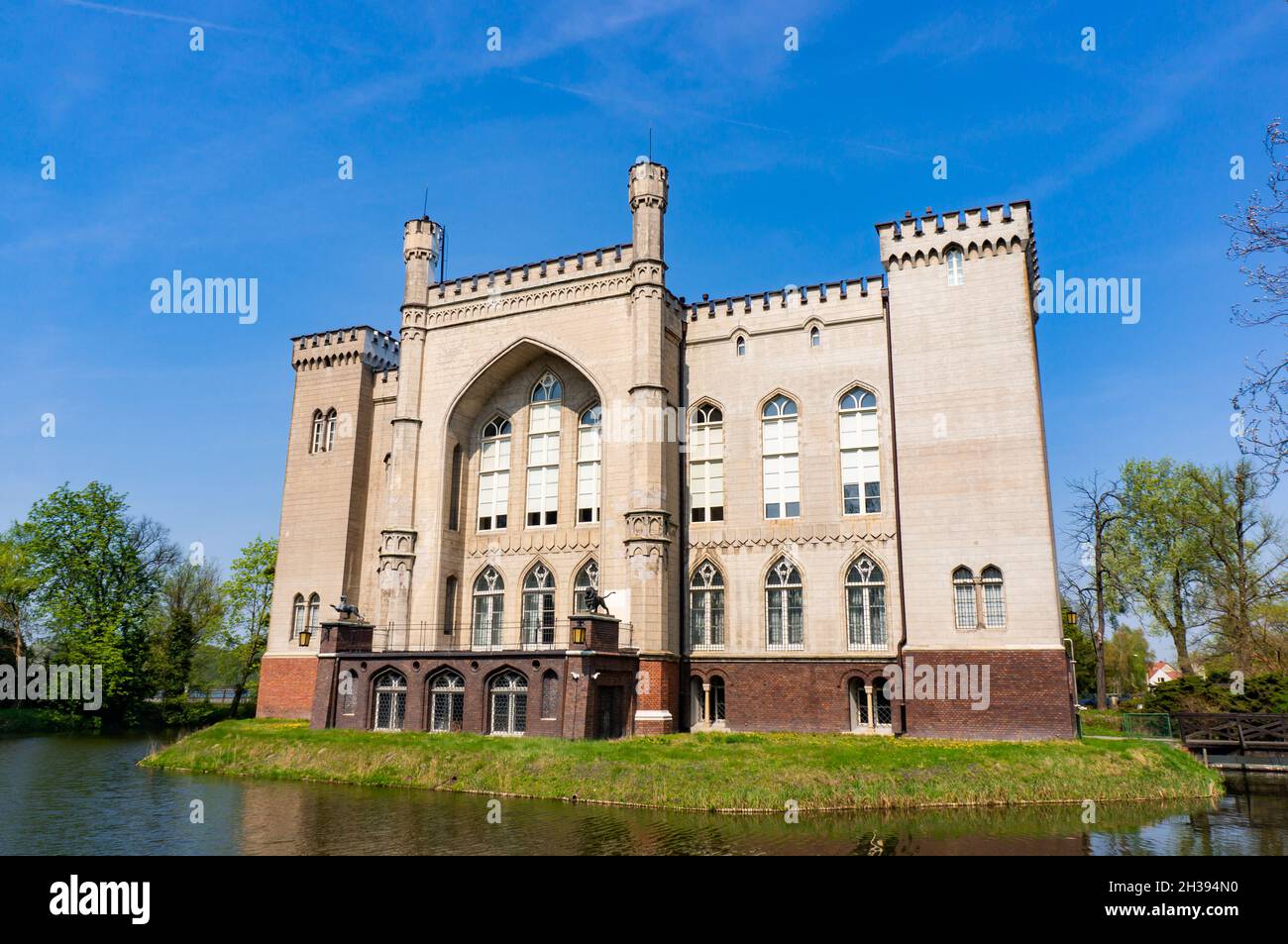 KORNIK, POLAND - Apr 21, 2018: A facade view of the historical Kornik ...