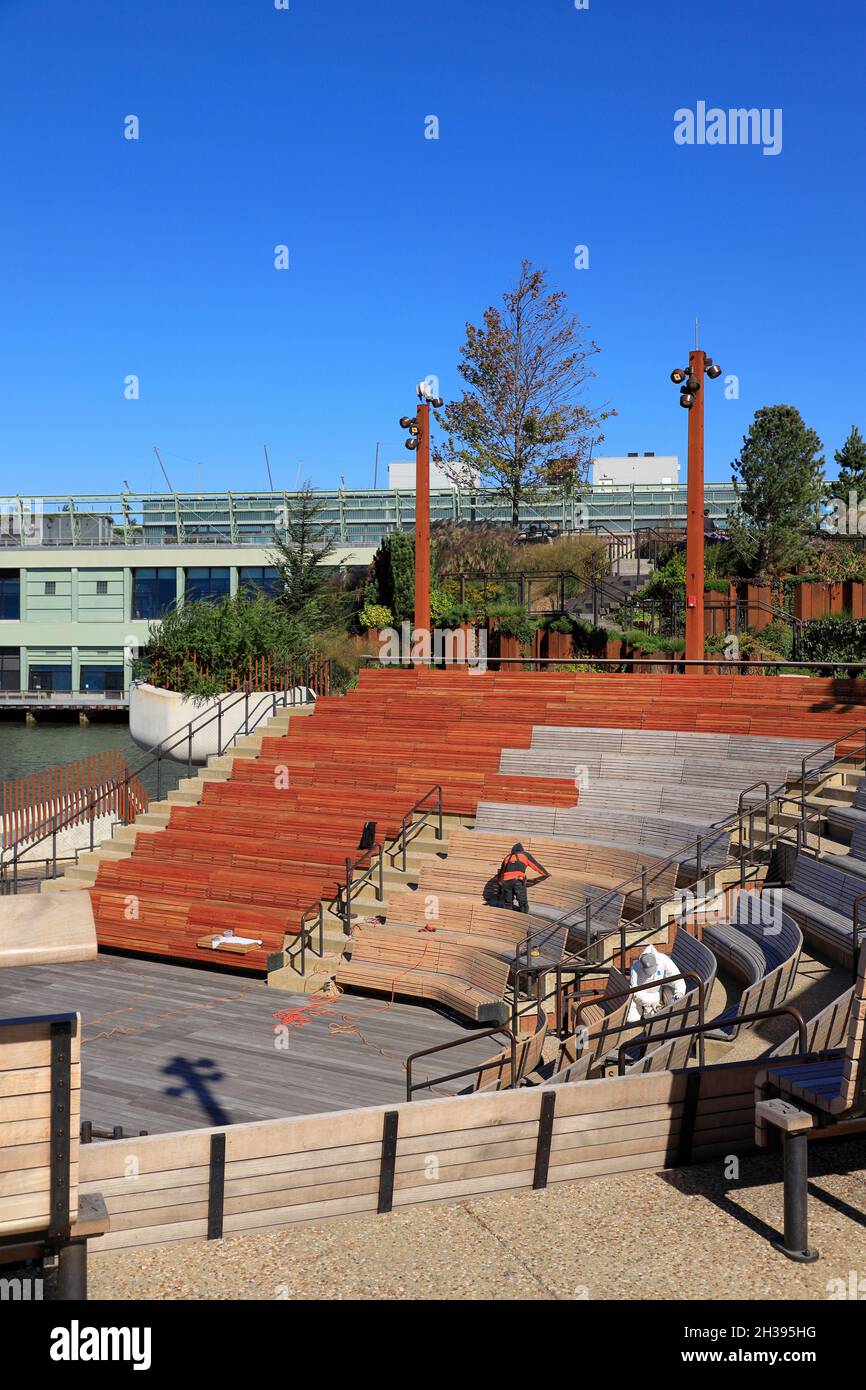 The Amphitheater of Little Island at Pier 55.Manhattan.New York City ...