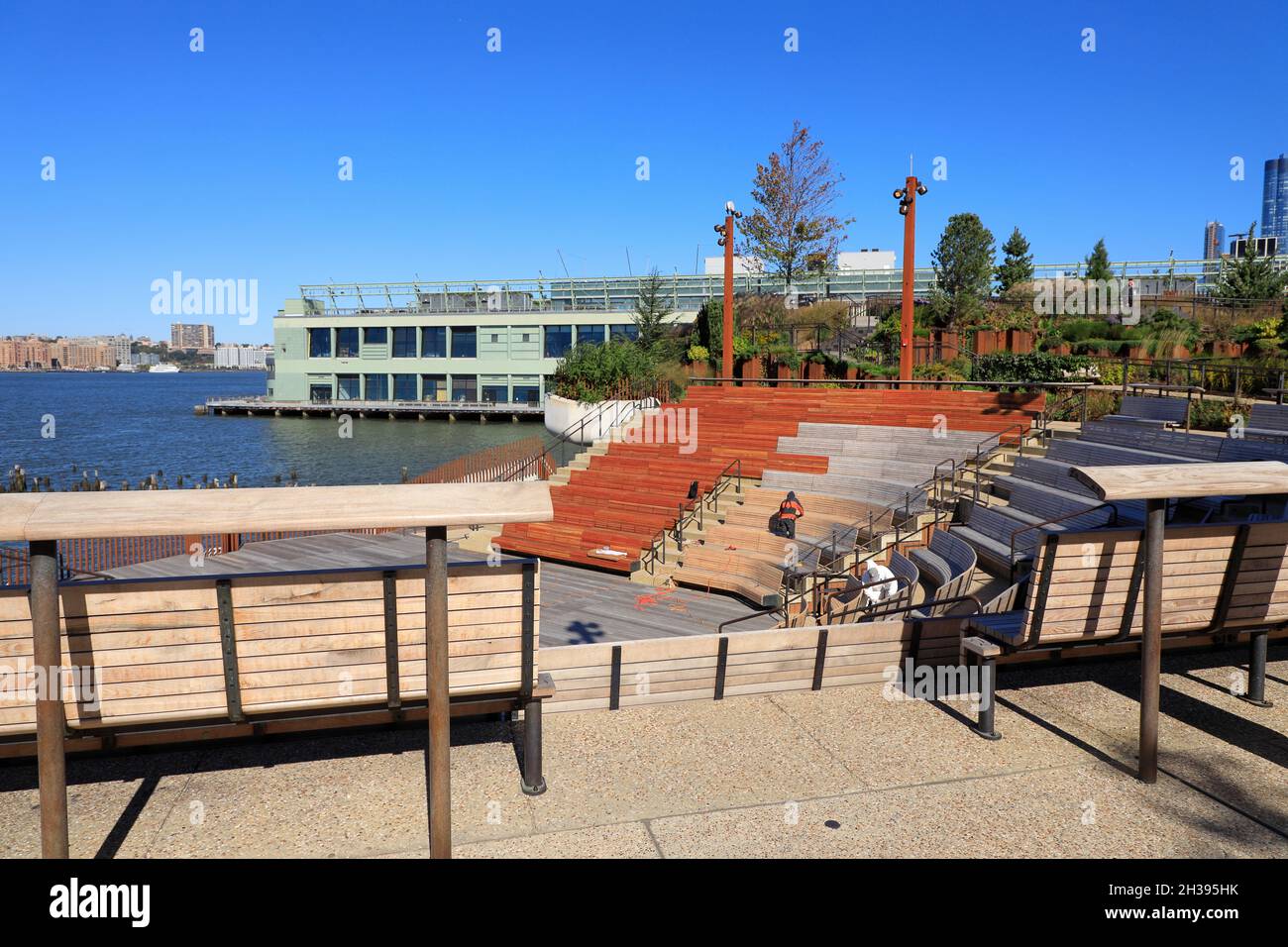 The Amphitheater of Little Island at Pier 55.Manhattan.New York City ...
