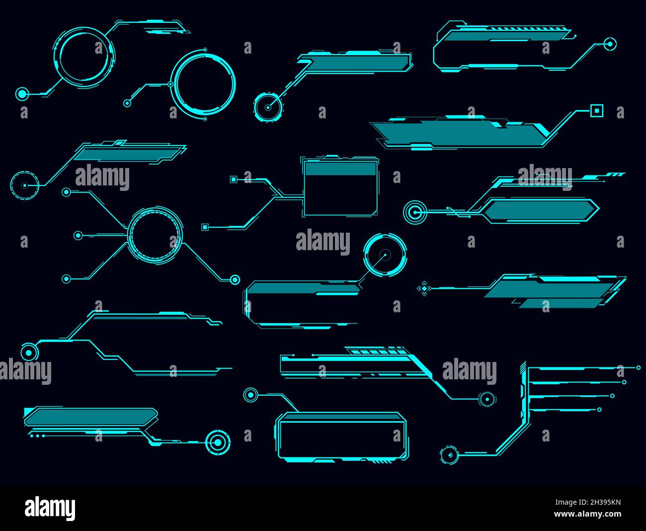 HUD futuristic display and screen, info boxes, ui interface. Vector ...