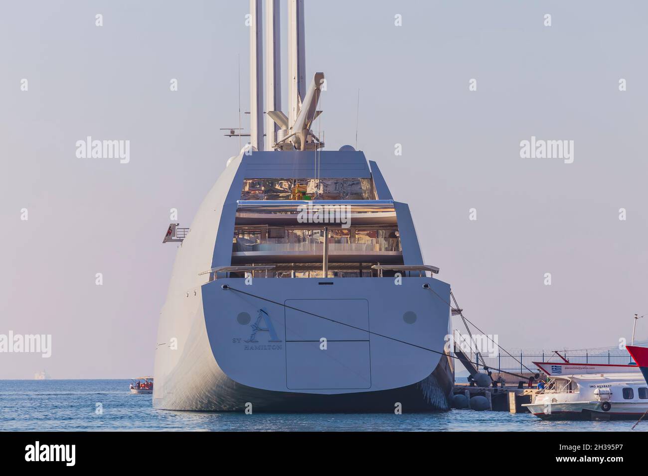 Saranda, Albania - 23 September 2018 - 'Sailing Yacht A', SYA, one of ...