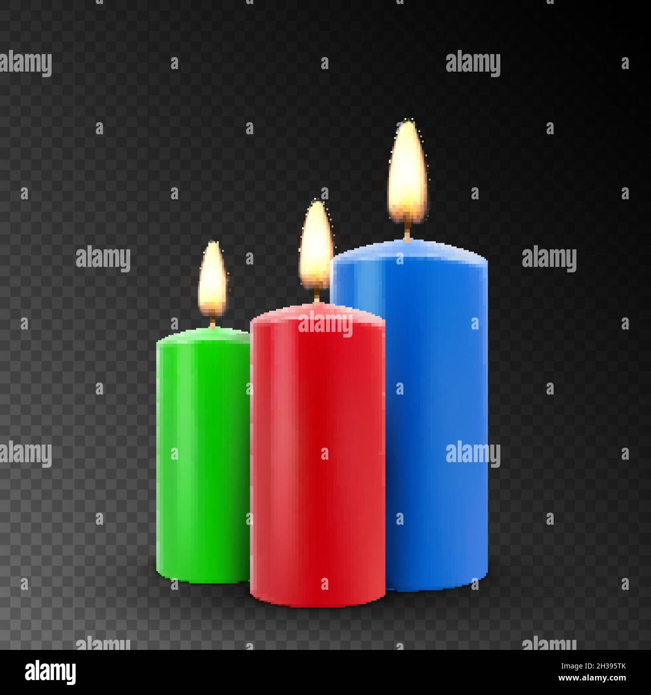 Vector candle wax isolated decoration. Candlelight flame for ...