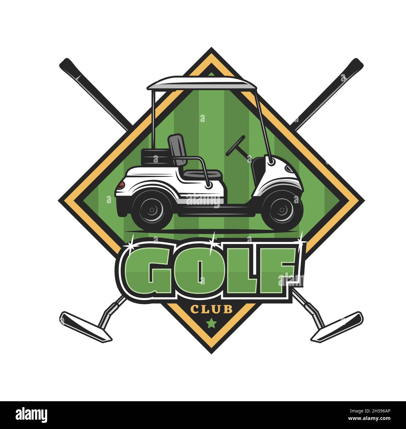 Golf sport club vector icon with crossed golf player clubs, wedges or ...