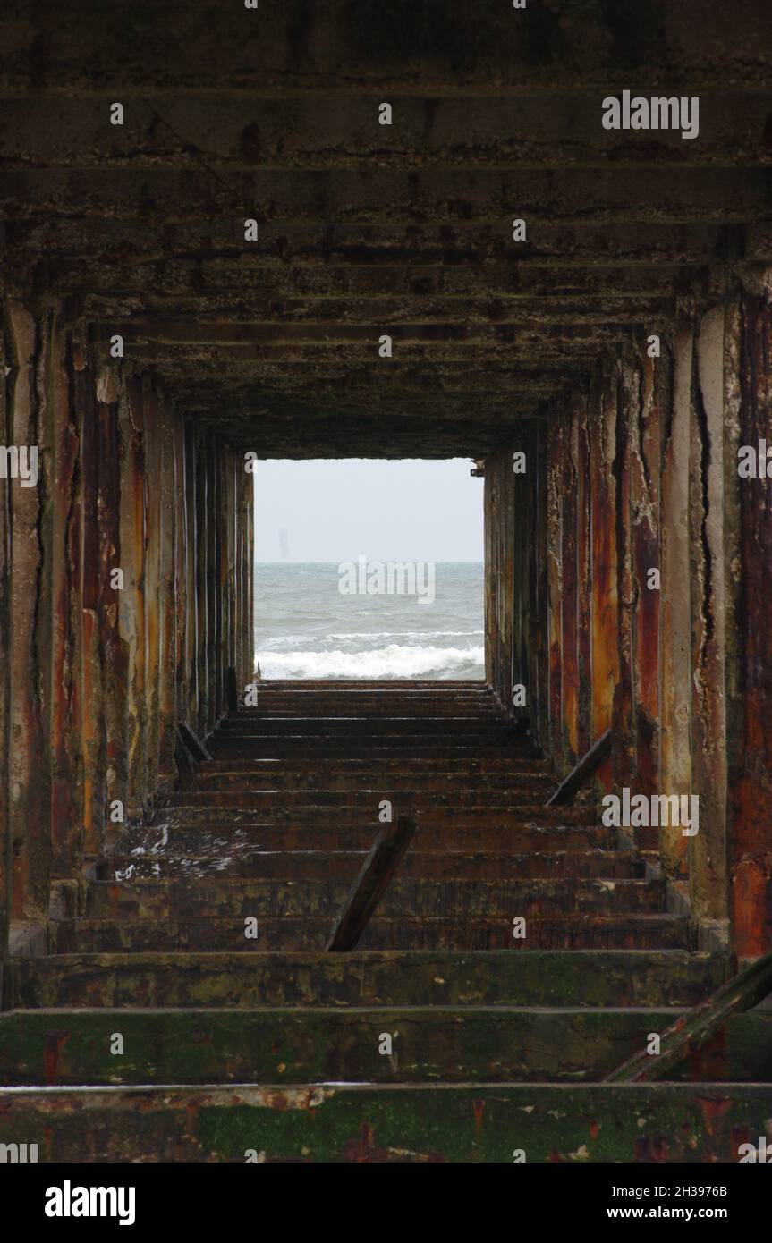Pier taken from inside showing the square architecture Stock Photo - Alamy