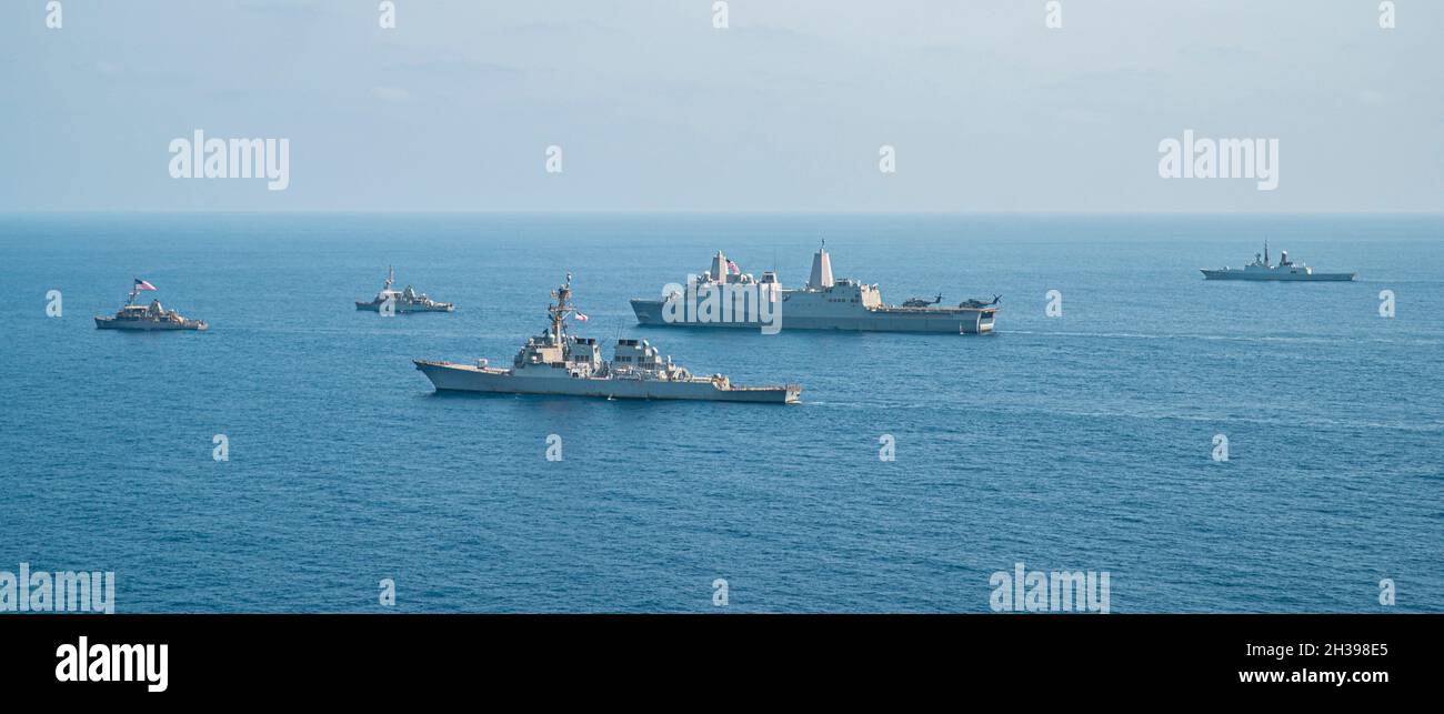 211025-M-LE234-1217 RED SEA (Oct. 25, 2021) From left to right, mine ...