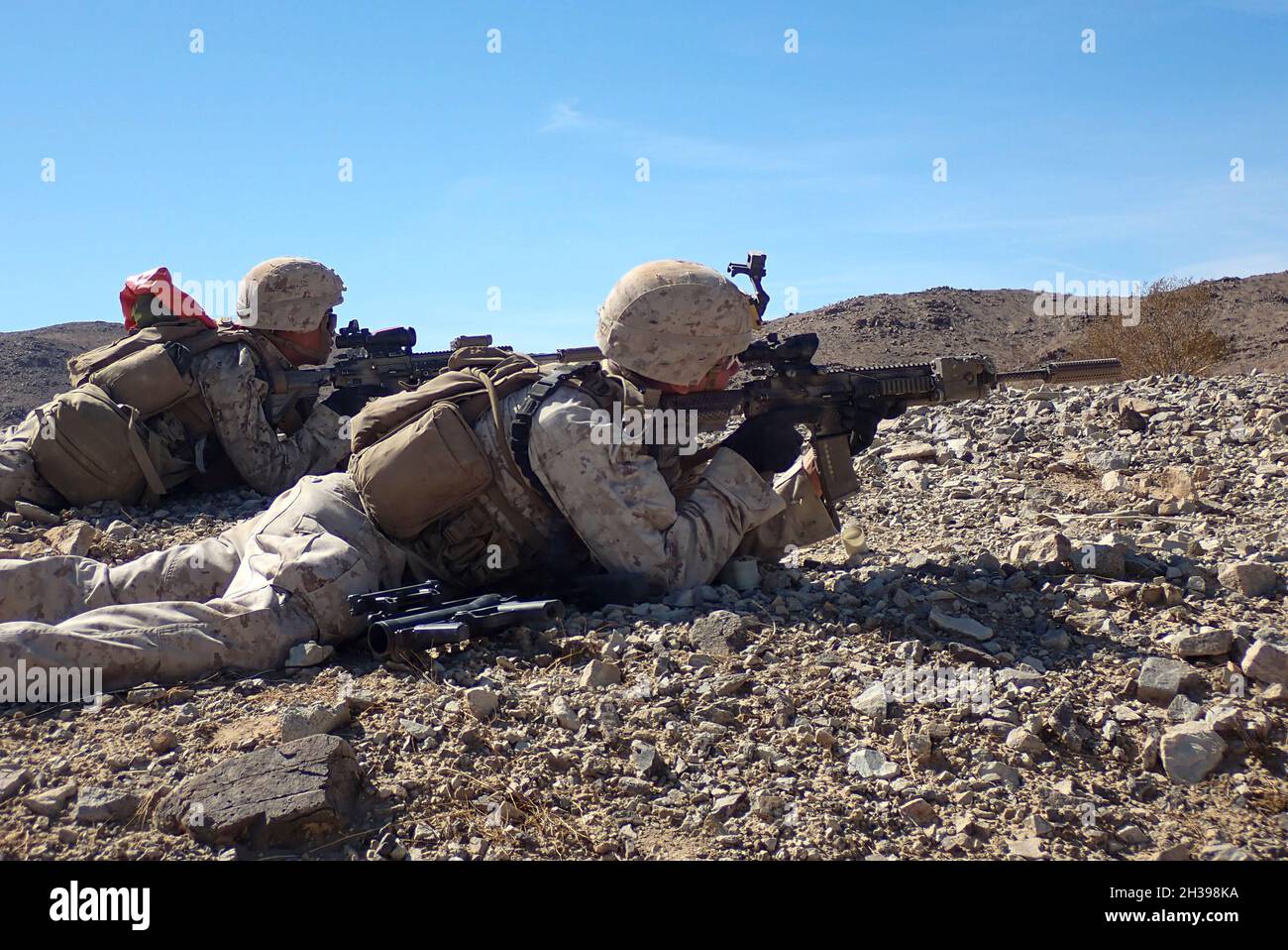 U.S. Marine Corps Lance Cpl. David Gutierrez (left) and Lance Cpl ...