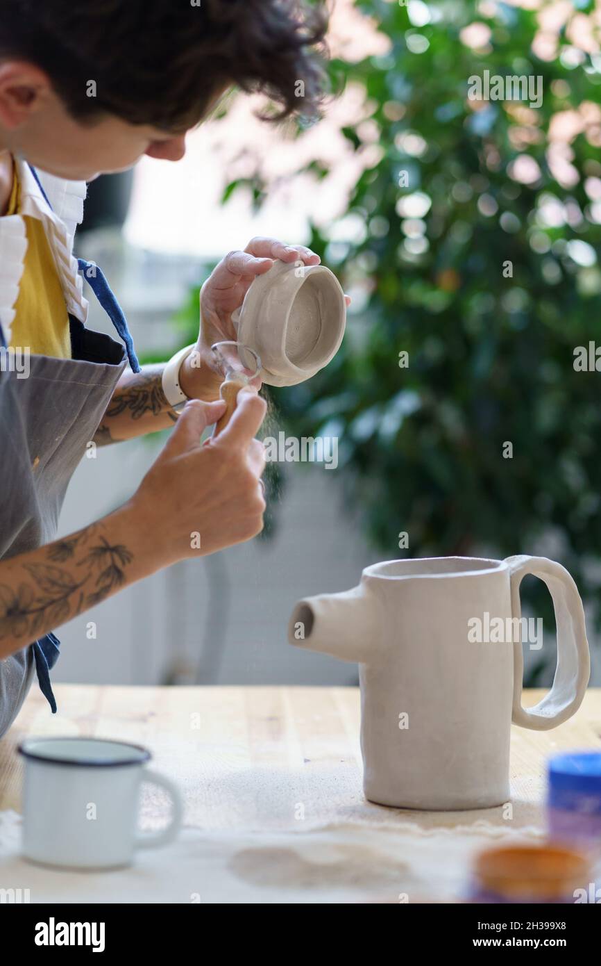 Ceramics hobby and small business: artisan woman model clay cap for ...