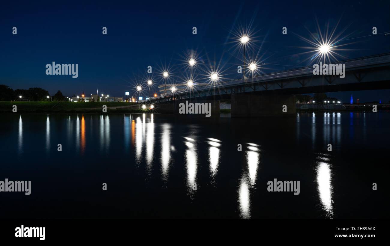 Colorful sparkling bridge lights at night Stock Photo - Alamy