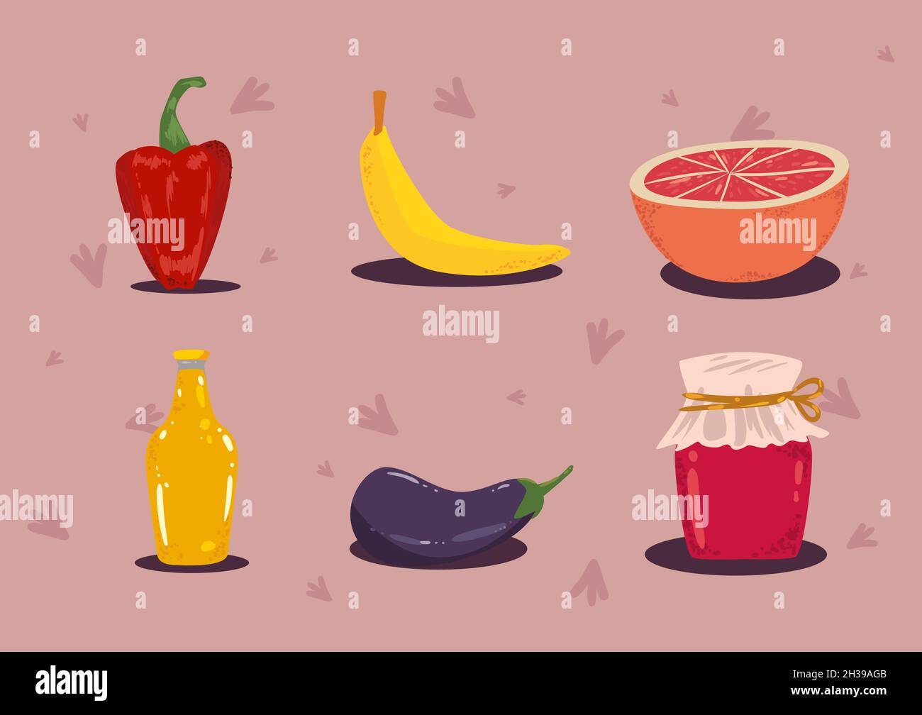set of six grocery items Stock Vector Image & Art - Alamy