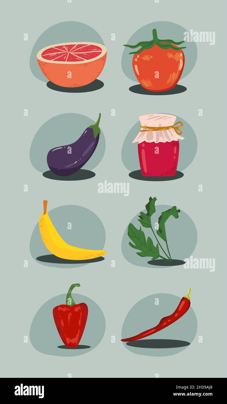 set of eight grocery items Stock Vector Image & Art - Alamy
