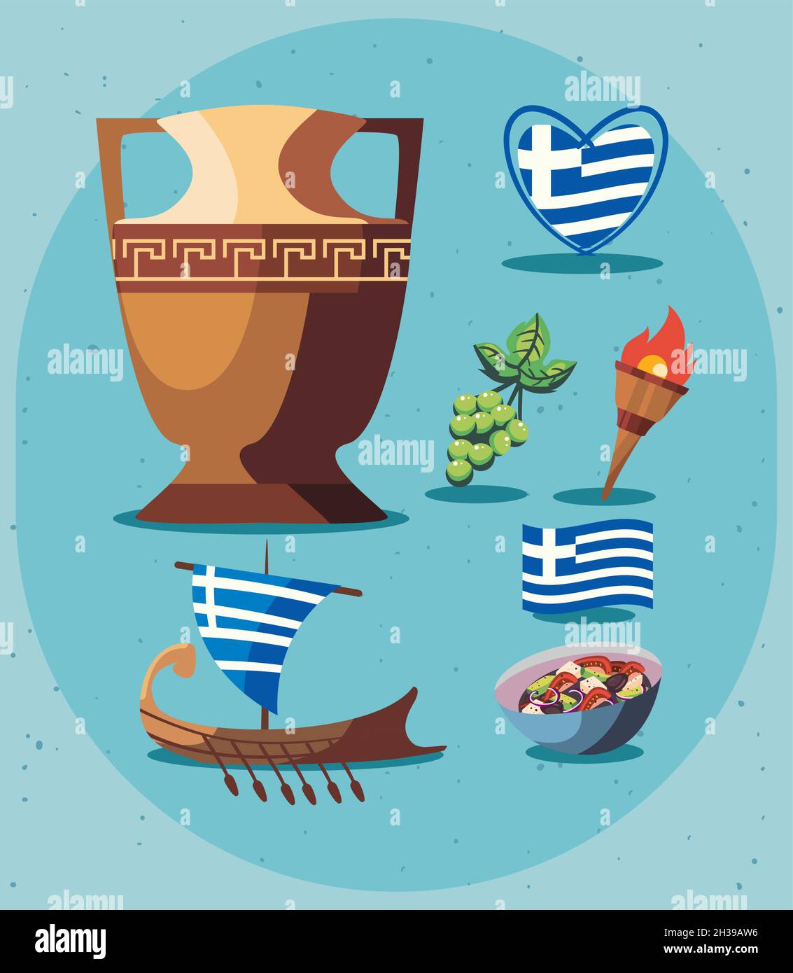 set of seven greece items Stock Vector Image & Art - Alamy
