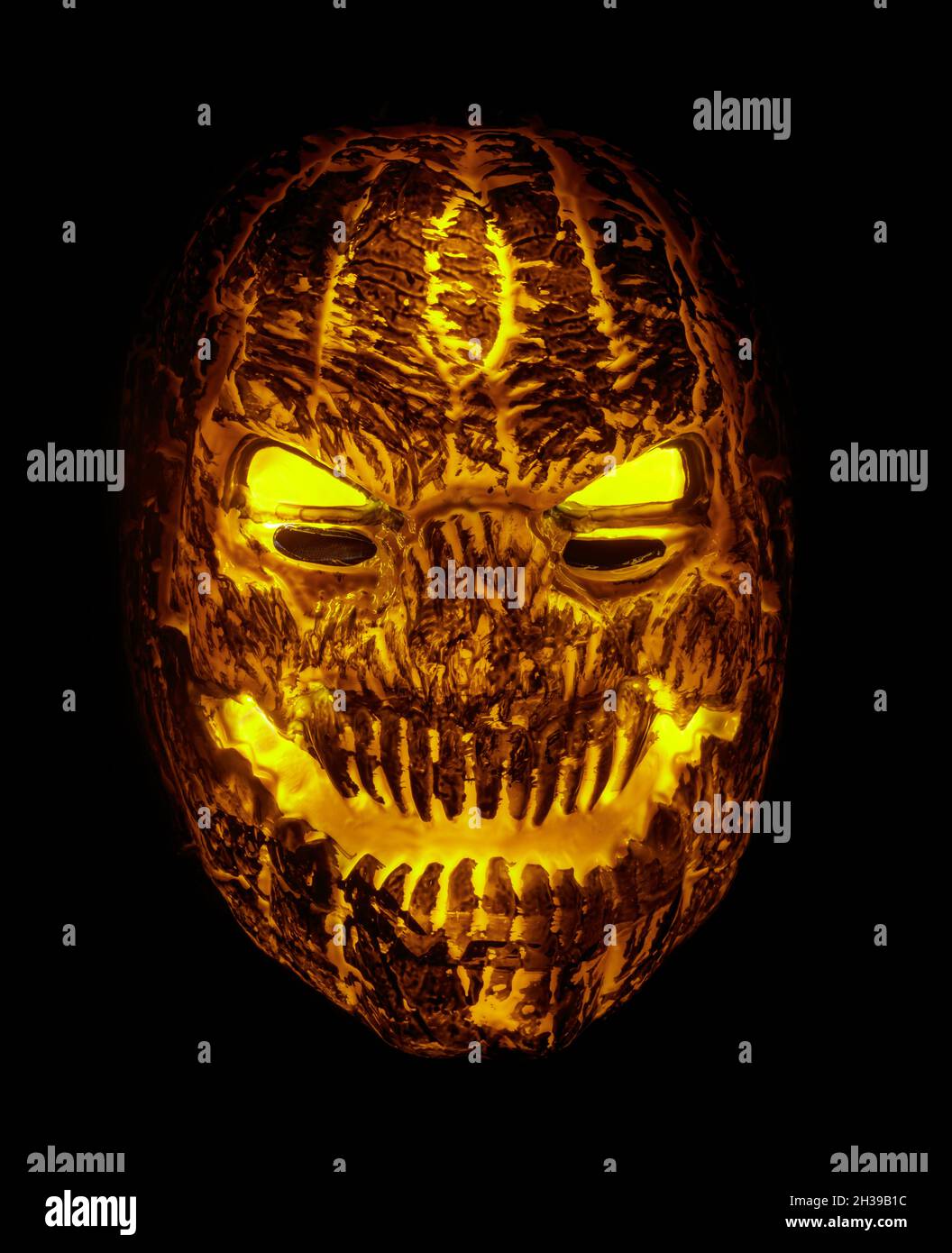 Light-up Pumpkin Scorched Mask Isolated Against Black Background Stock ...