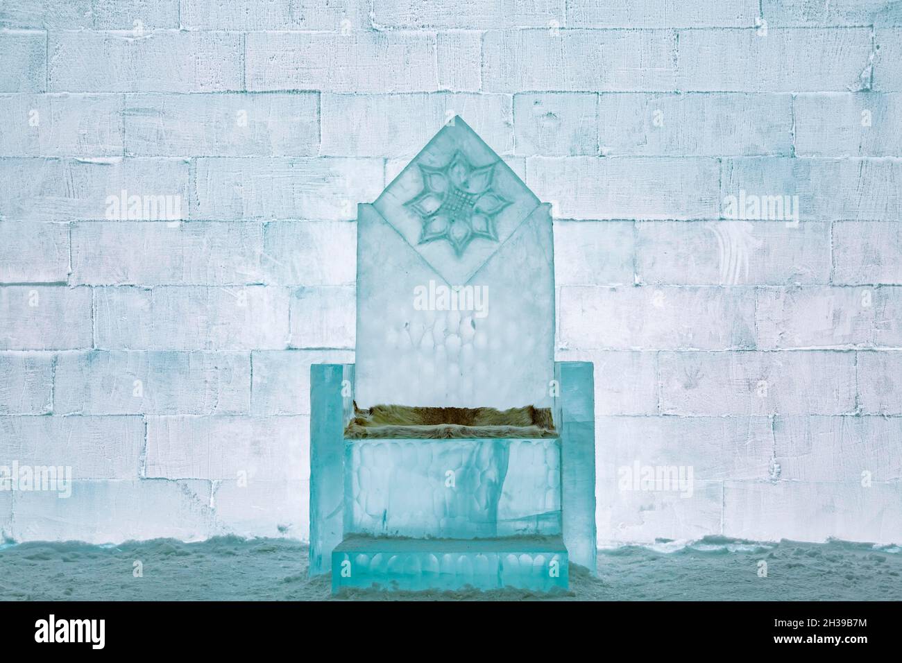 King's Chair of Ice, Jukkasjaervi Ice Hotel, Kiruna, Lapland, Northern ...