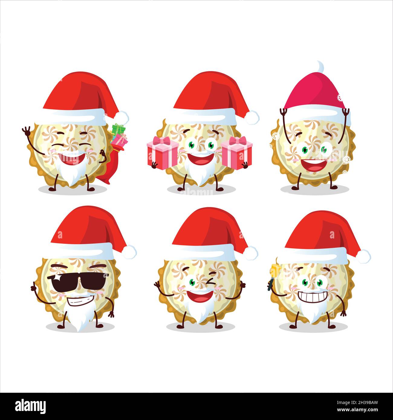 Santa Claus emoticons with lemon meringue pie cartoon character. Vector ...