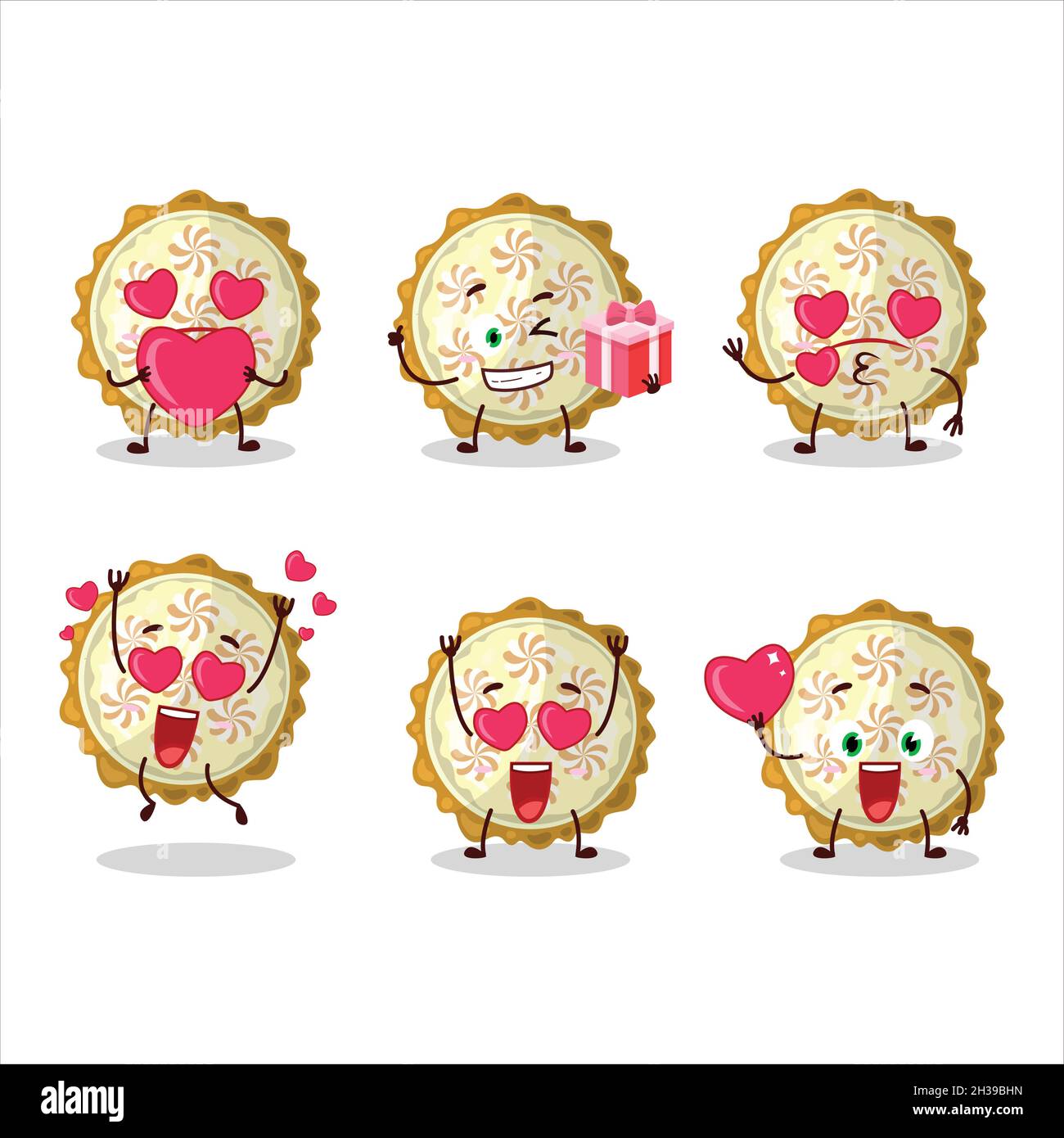 Lemon meringue pie cartoon character with love cute emoticon. Vector ...