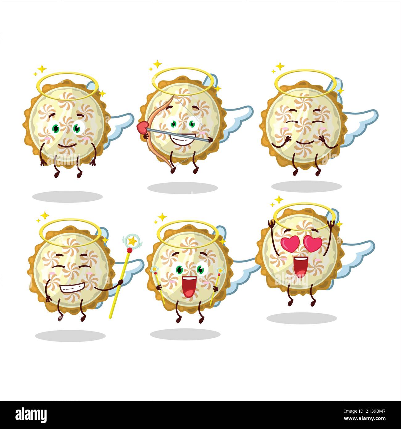 Lemon meringue pie cartoon designs as a cute angel character. Vector ...