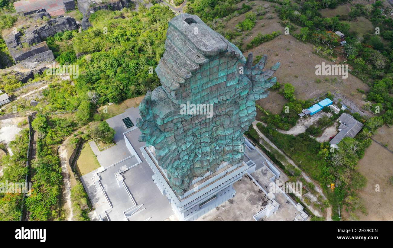 Aerial view the back side of Garuda Wisnu Kencana statue Stock Photo ...