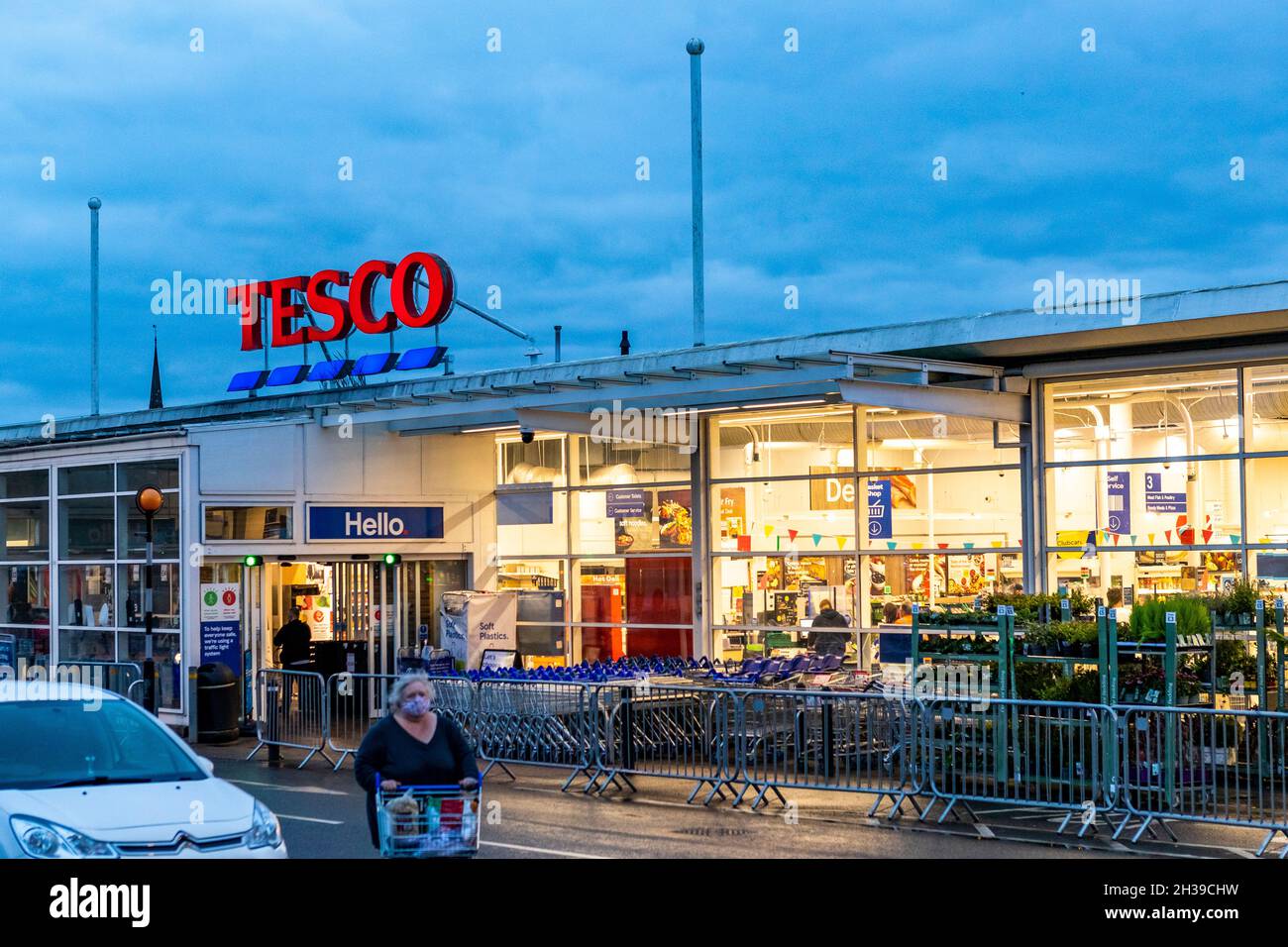 Tesco supermarket entrance, Lydney, Gloucestershire. UK Stock Photo - Alamy