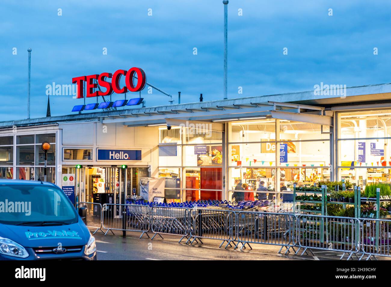 Tesco supermarket entrance, Lydney, Gloucestershire. UK Stock Photo - Alamy