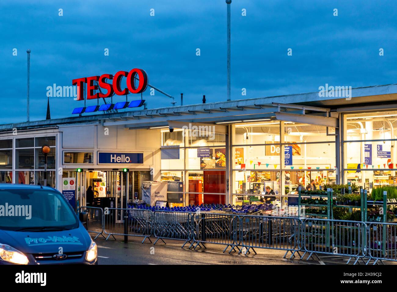 Tesco supermarket entrance, Lydney, Gloucestershire. UK Stock Photo - Alamy