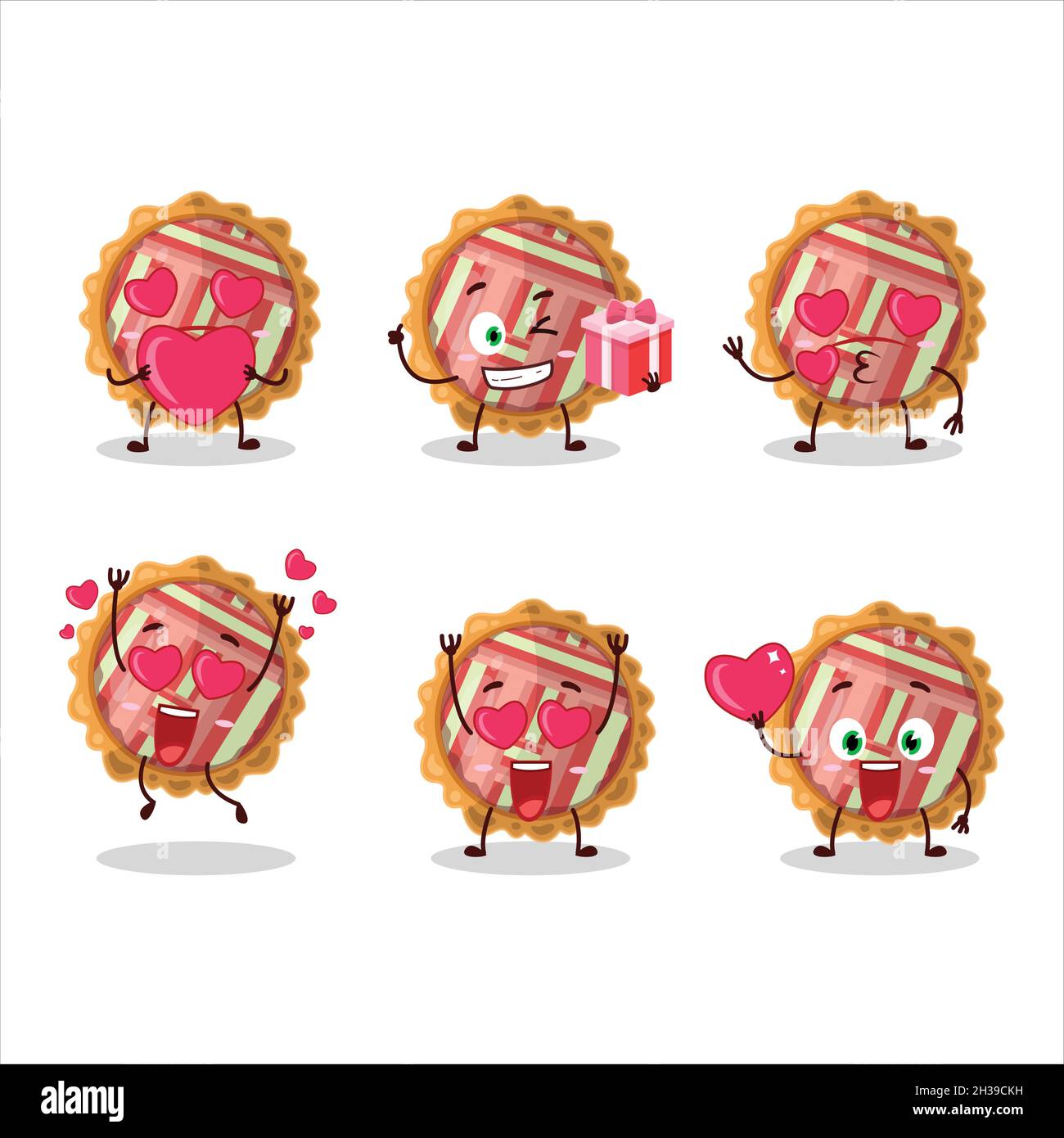 Rhubarb pie cartoon character with love cute emoticon. Vector ...