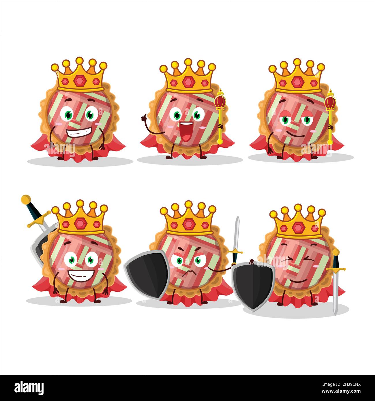 A Charismatic King rhubarb pie cartoon character wearing a gold crown ...
