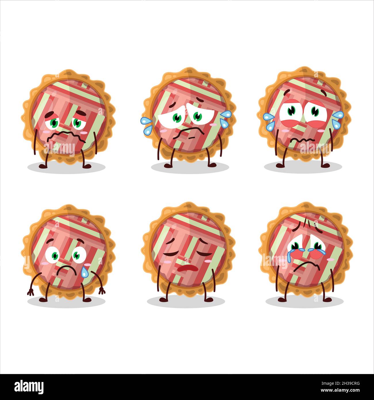 Rhubarb pie cartoon character with sad expression. Vector illustration ...