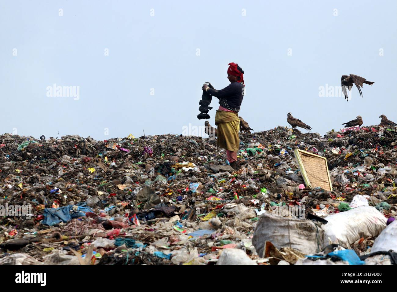Non Exclusive: People recycle non-biodegradable waste at a garbage dump ...