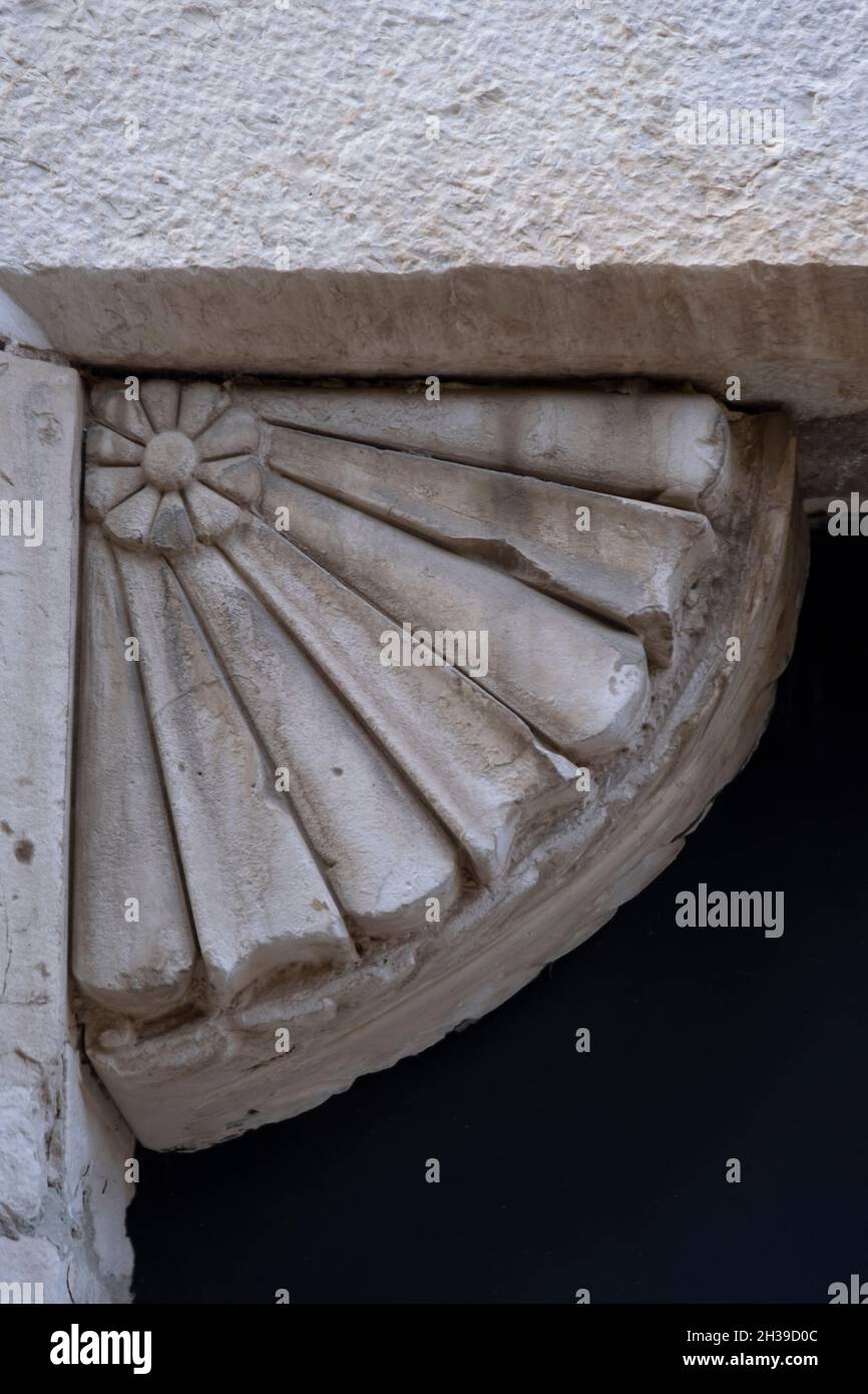 A fan shaped stone bracket in a doorway of an Arab house which was ...