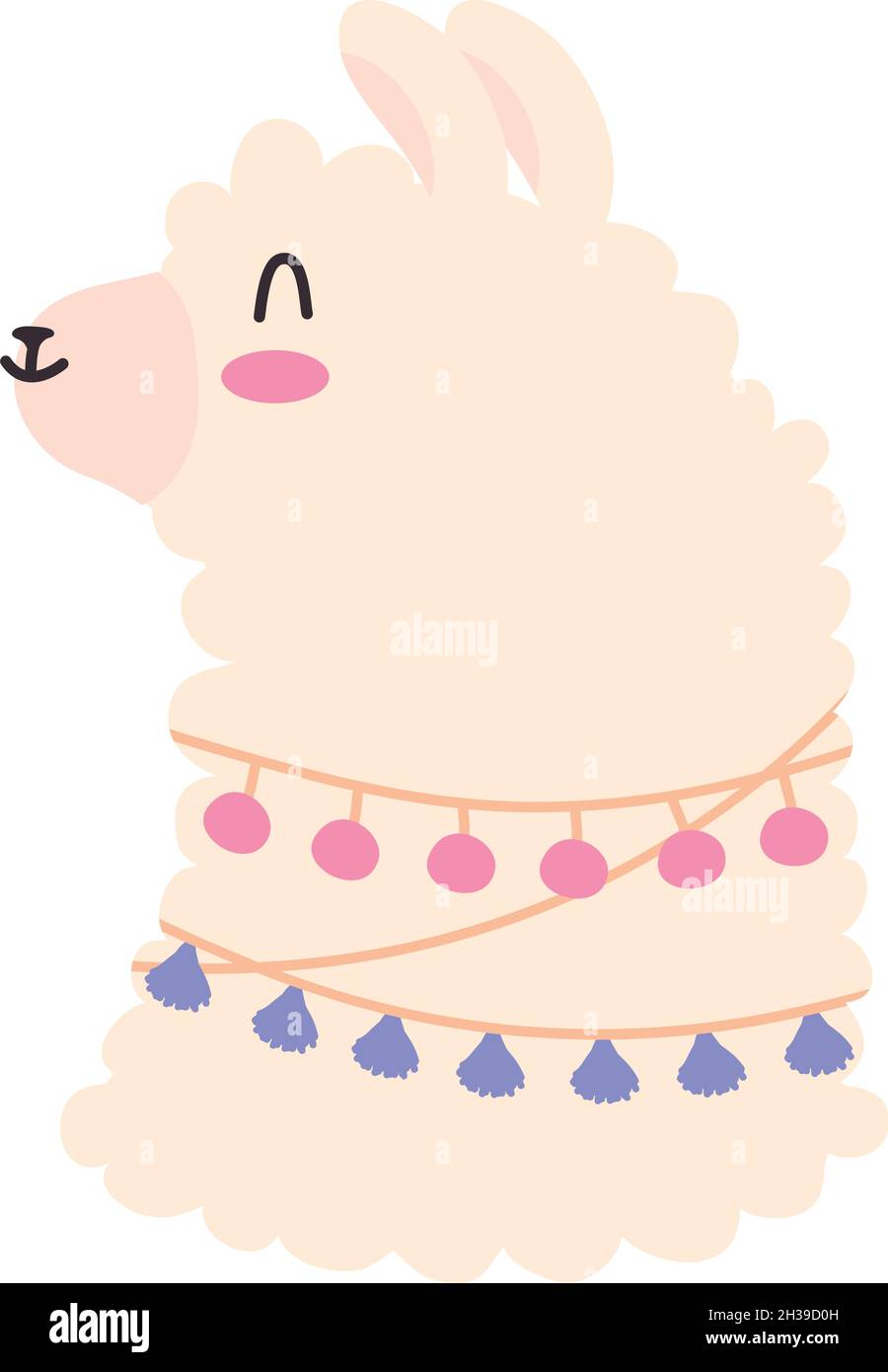 cute fluffy alpaca on white background Stock Vector Image & Art - Alamy