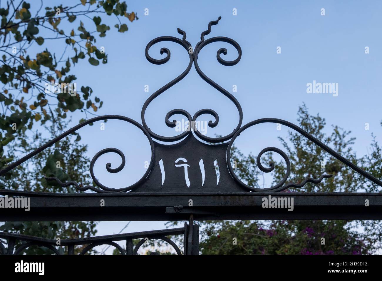 Arabic numeral indicating the year of construction in a gateway of an ...