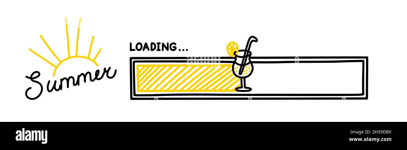 Summer progress loading bar. Infographics design element with yellow ...