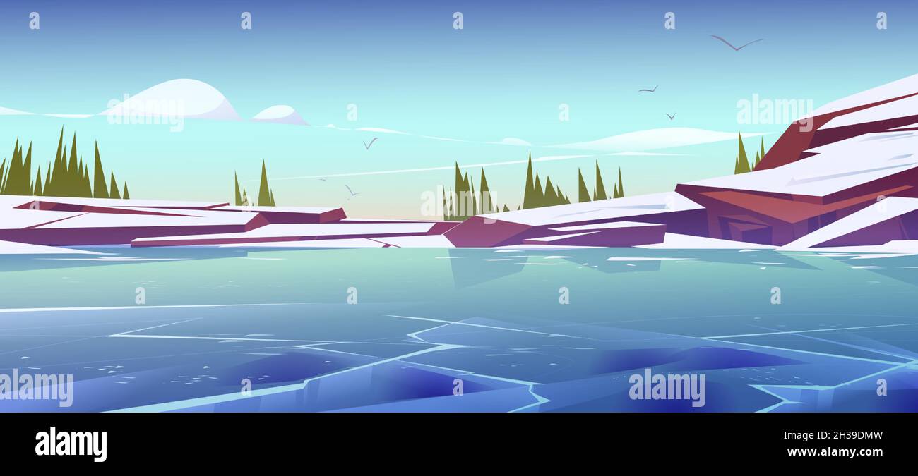 Ice covered surface frozen lake Stock Vector Images - Alamy