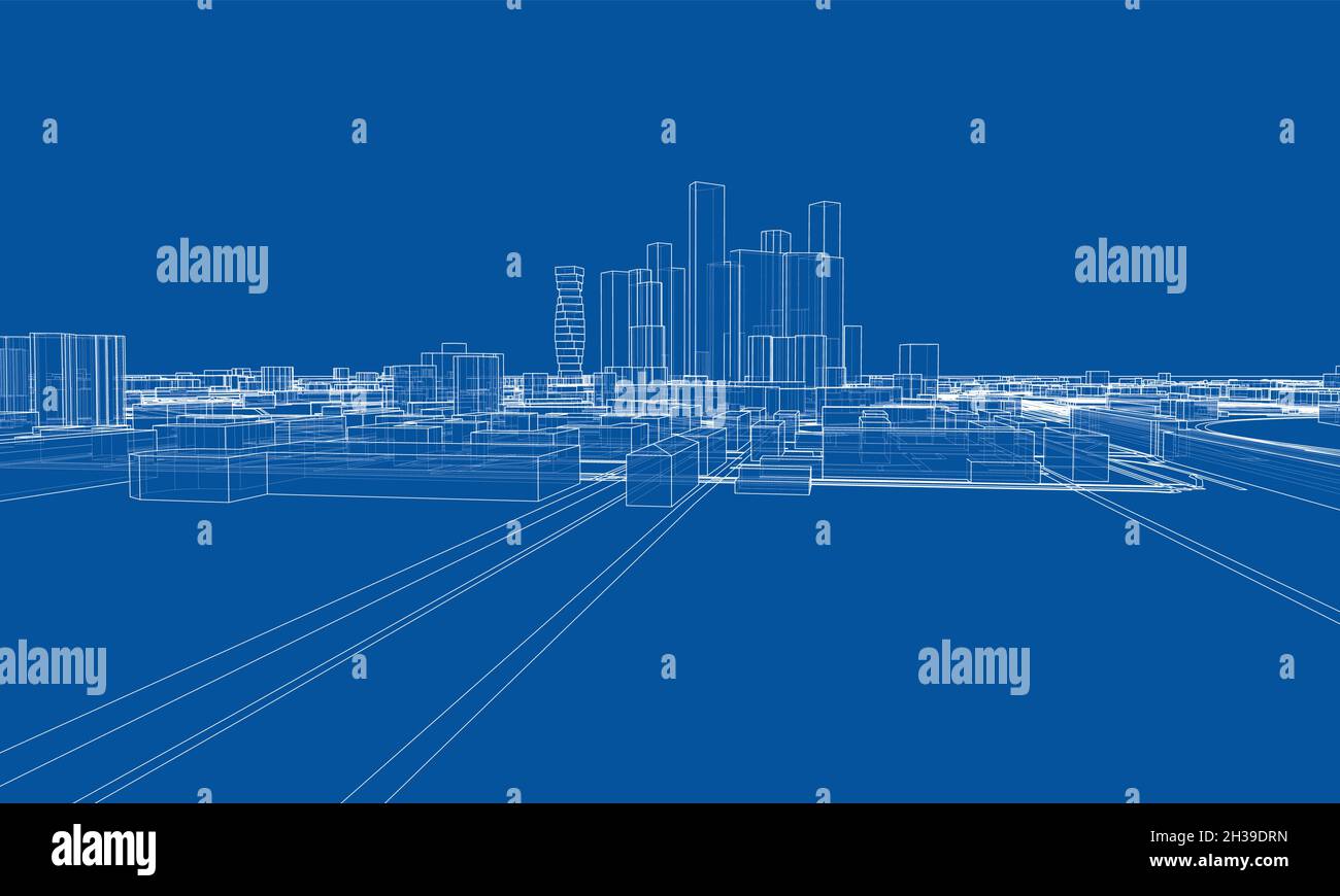 Vector lines buildings and city roads, town design Stock Vector Image ...