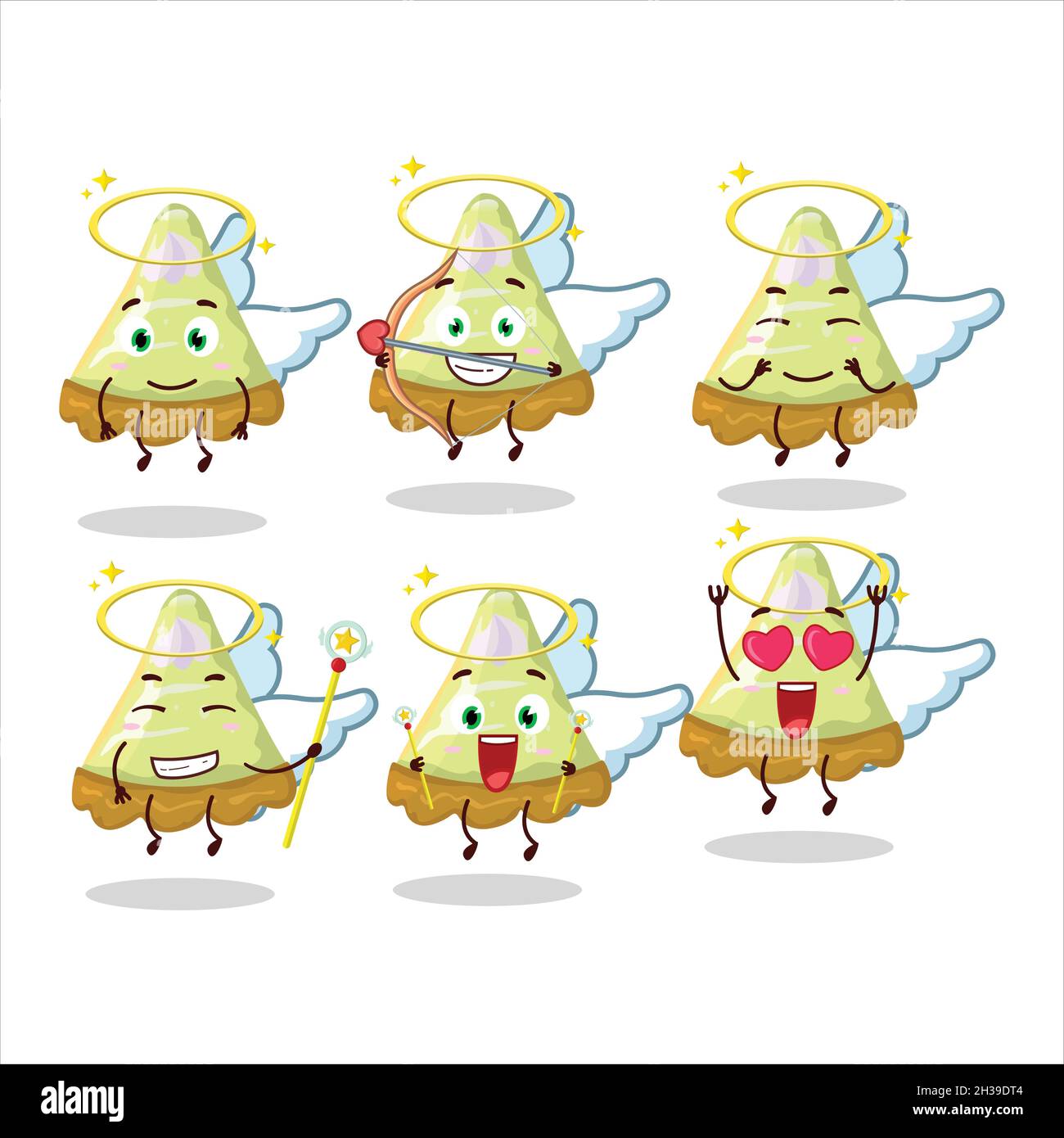 Slice of key lime pie cartoon designs as a cute angel character. Vector ...