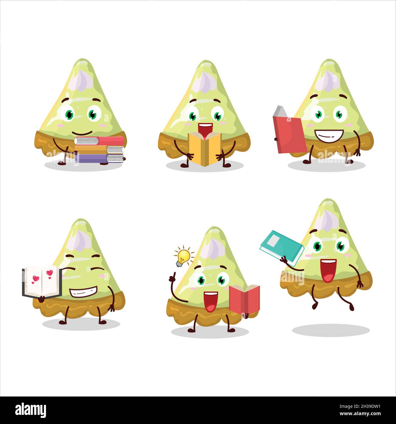 A picture of slice of key lime pie cartoon character concept reading an ...