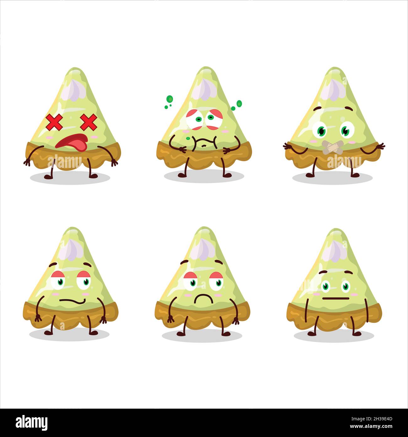 Slice of key lime pie cartoon character with nope expression. Vector ...