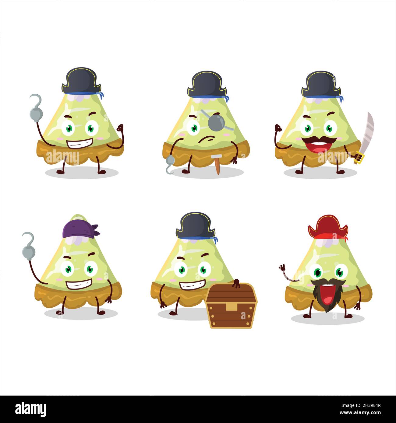 Cartoon character of slice of key lime pie with various pirates ...