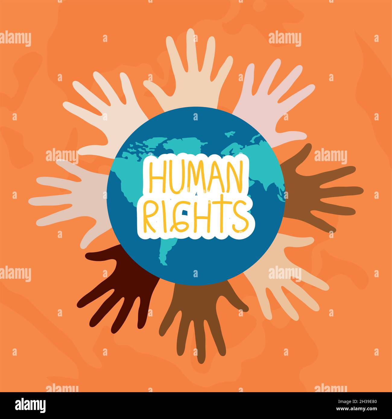 human rights day illustration with planet and hands Stock Vector Image ...