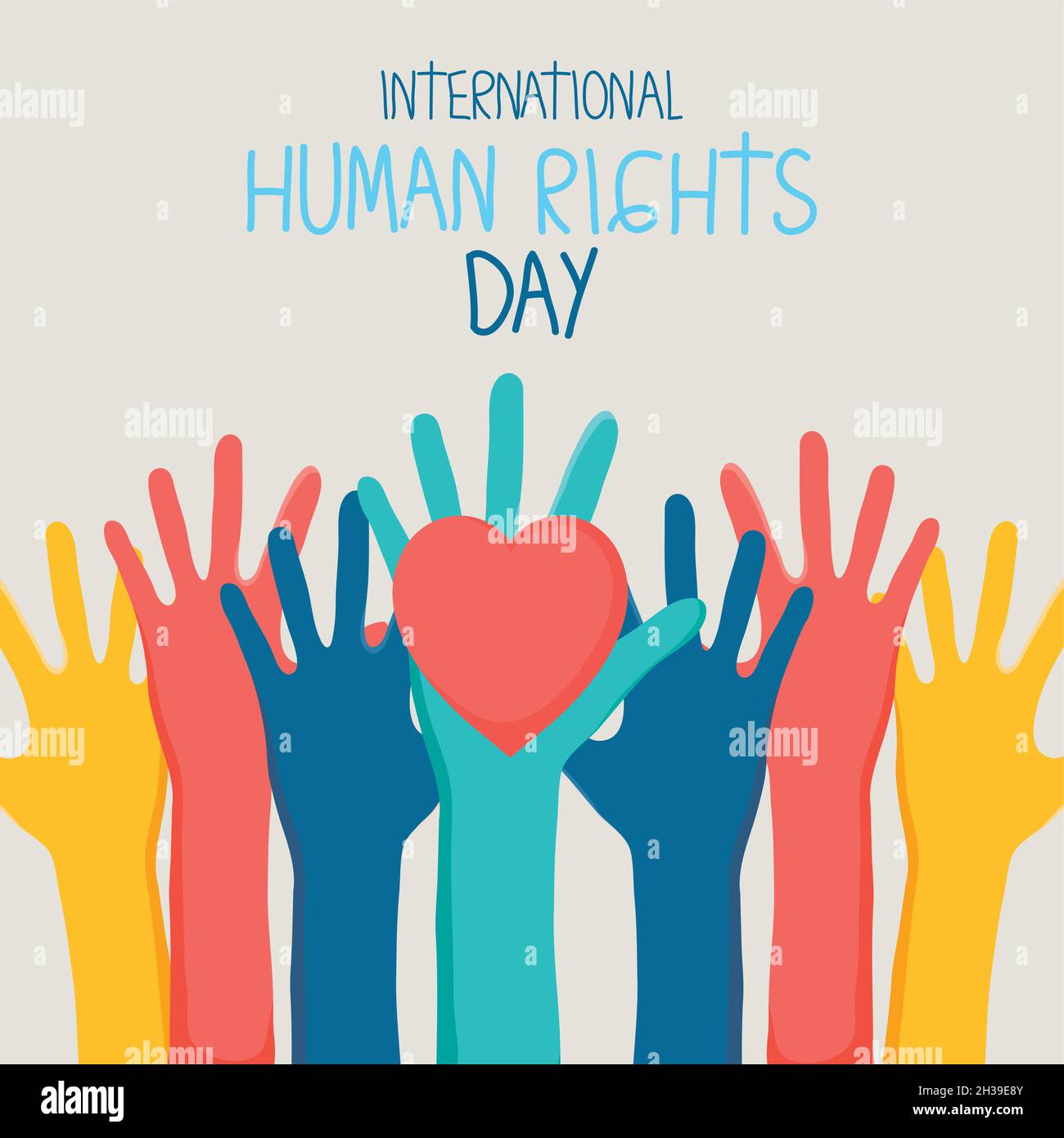 human rights day illustration with colorful hands Stock Vector Image ...
