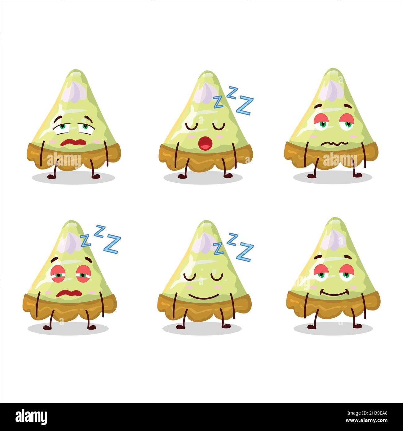 Cartoon character of slice of key lime pie with sleepy expression ...
