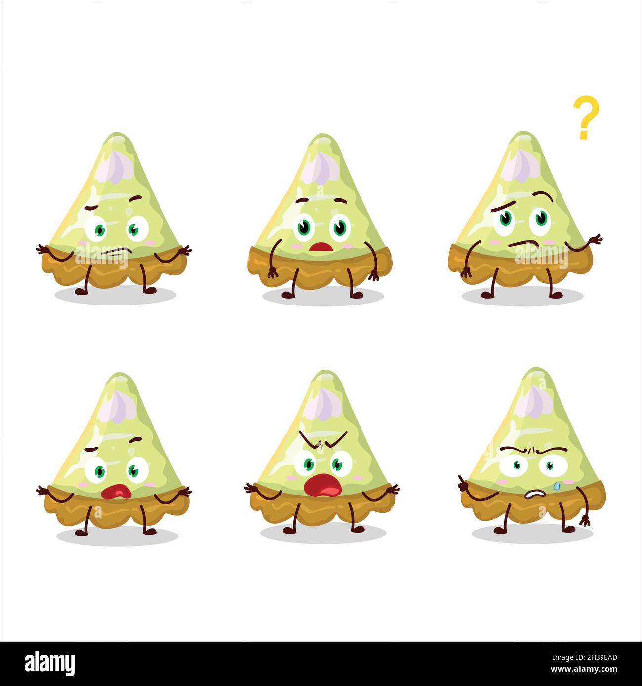 Cartoon character of slice of key lime pie with what expression. Vector ...