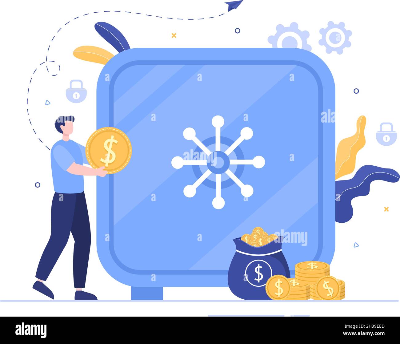 Bank Locker Vector Illustration. Storage Safe Box for Cash Safety ...