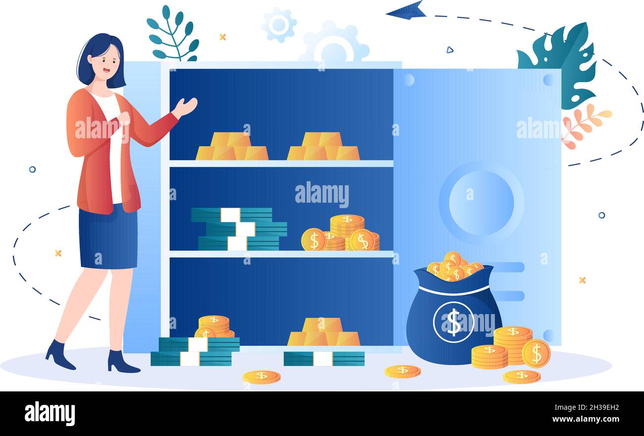 Bank Locker Vector Illustration. Storage Safe Box for Cash Safety ...