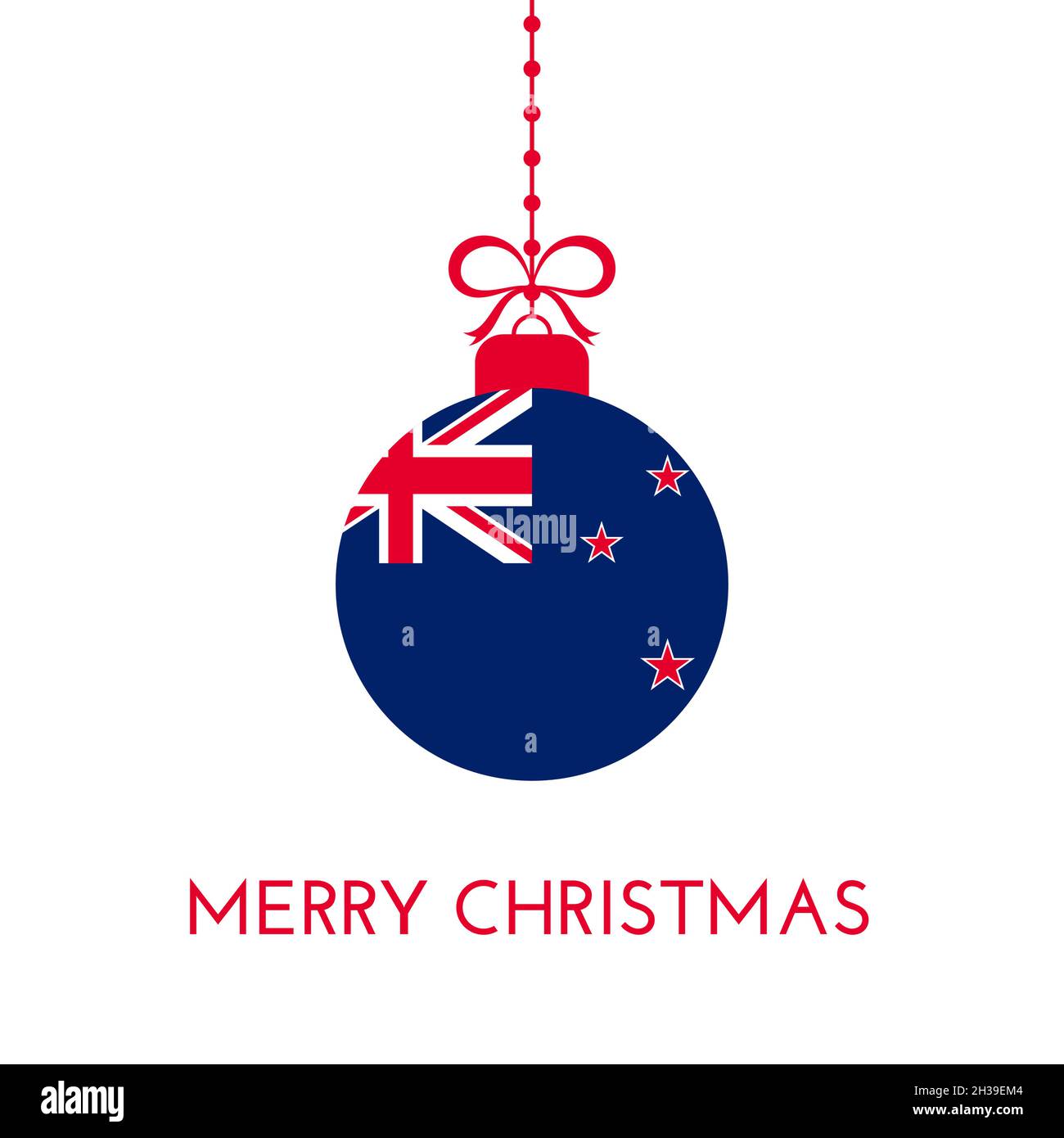 Merry Christmas and new year ball with New Zealand flag. Christmas ...